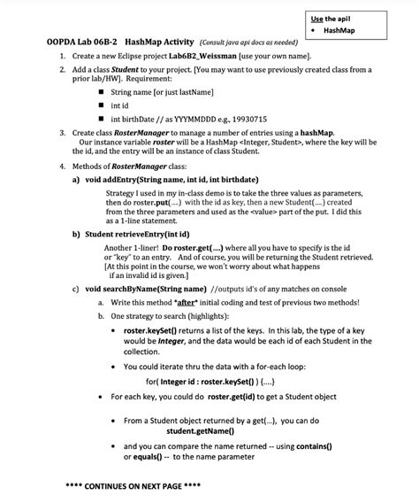 Solved Oopda Lab 06b 2 Hashmap Activity Consult Java Api