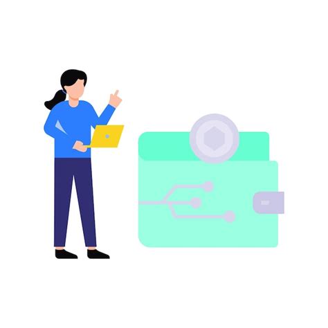 Premium Vector The Girl Is Working On A Crypto Technology Wallet