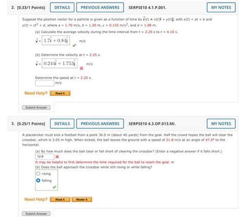 solved suppose the position vector for a particle is given