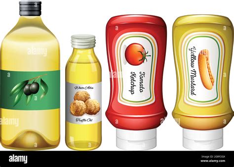 Different Types Of Sauces And Oil Stock Vector Image Art Alamy