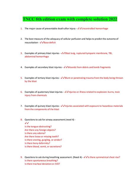 Tncc 9th Edition Exam Questions With 100 Correct Answers Latest Version 2024 2025 Expert