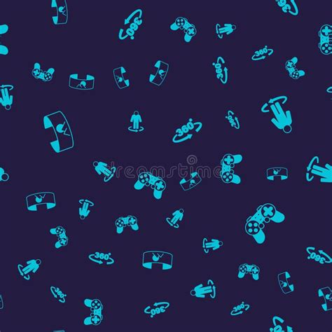 Set Degree View D Modeling And Gamepad On Seamless Pattern Vector Stock Vector