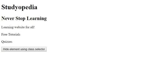 JQuery Selectors Studyopedia