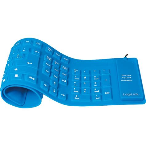 Logilink Flexible Waterproof Keyboard Ps Usb Deutsch Blau Kabelgebunden Tastaturen