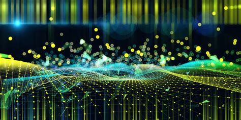 Abstract Technology Background With Polygonal Technology Color Grid Defocus Analytics Data