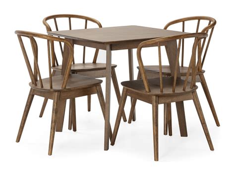 Speltafel 80x80 Cm En 4 Eetkamerstoelen Brisa In De Kleur Walnoot