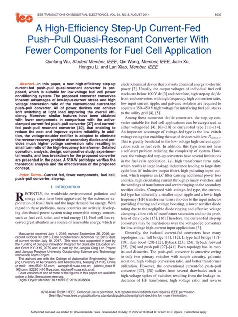 A High Efficiency Step Up Current Fed Pushpull Quasi Resonant Converter