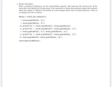 Solved 1 Stacks 10 Points Draw A Sequence Of Diagrams