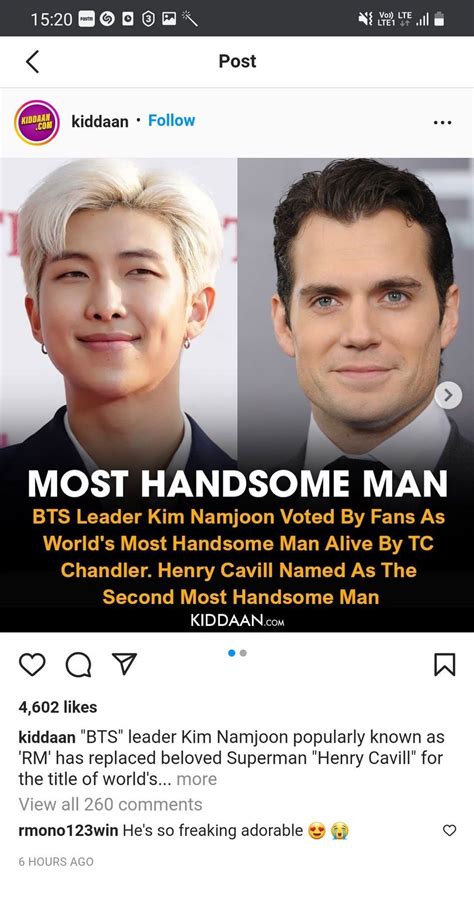 BTS RM Bullied For Allegedly Replacing Henry Cavill As The Most Handsome Face