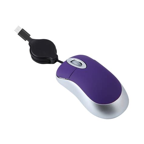 WINDLAND Corded Mouse USB C Retractable Cable Small Mouse DPI Optical Basic Mouse Travel