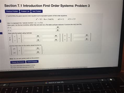 Solved Section 71 Introduction First Order Systems Problem