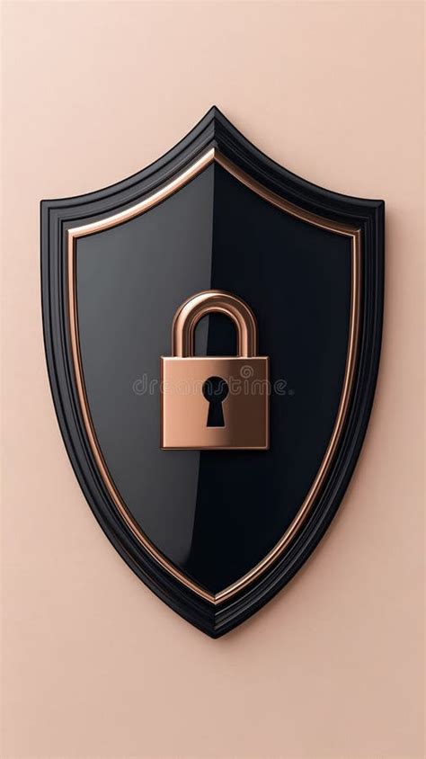 Glossy Black And Bronze Shield With A Lock Icon Symbolizing Premium