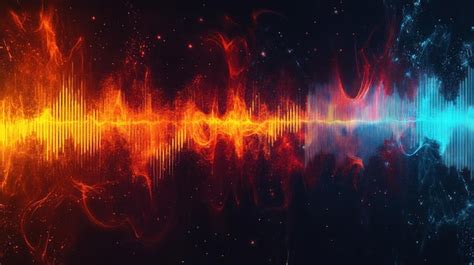 Abstract Digital Audio Waveform With Glowing Red And Blue Light Streaks Premium Ai Generated Image