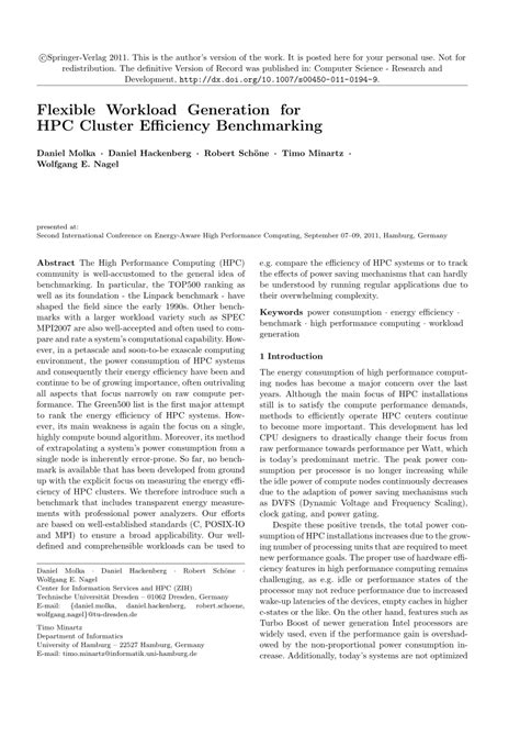 pdf flexible workload generation for hpc cluster efficiency benchmarking