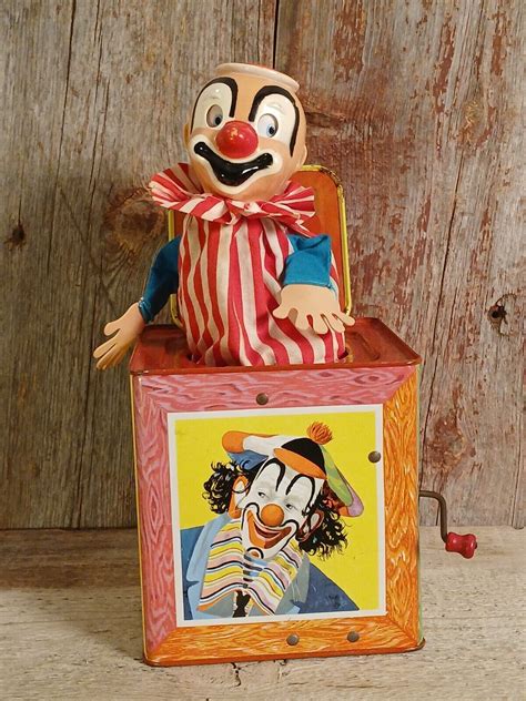 Vintage 1950s Mattel Clown Tin Jack In The Box Complete And Working