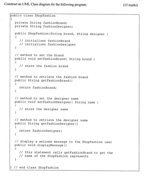 Solved Construct An UML Class Diagram For The Following Chegg
