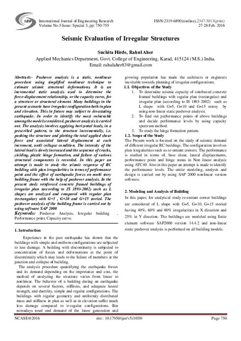 Seismic Evaluation Of Irregular Structures