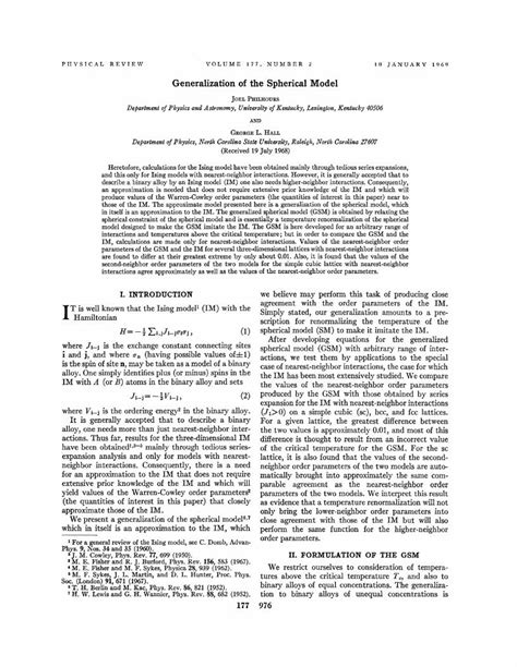Pdf Generalization Of The Spherical Model Dokumentips