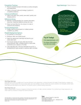 Sage SalesLogix Sales Datasheet PDF