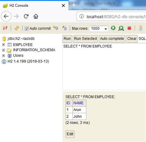 Spring Boot H Database Configuration Example ASB Notebook