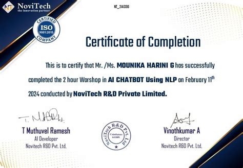 Mounika Harini On Linkedin Novitech Innovation Ai Nlp Workshop