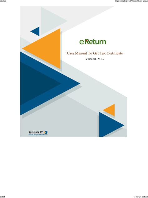 E Return User Manual Version V 1 2 Pdf Finance And Money Management