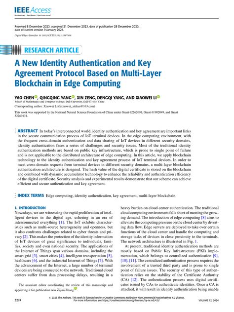 A New Identity Authentication And Key Agreement Protocol Based On Multi Layer Blockchain In Edge