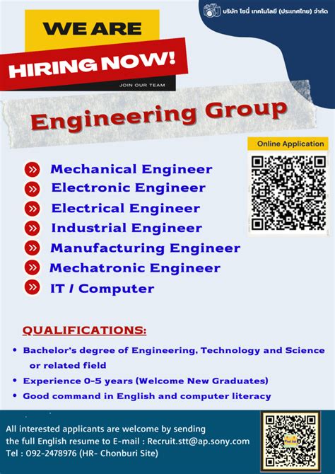sony technology thailand co ltd hiring engineering group 2024 department of electrical