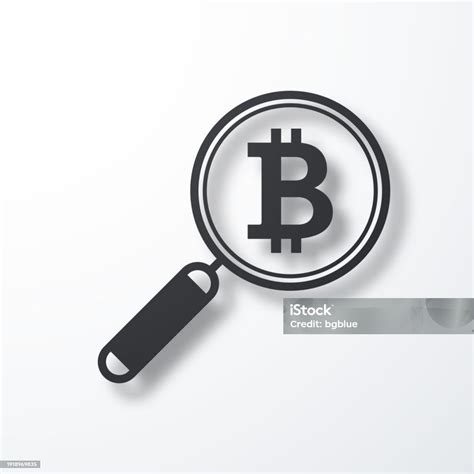 Bitcoin 기호가 있는 돋보기 흰색 배경에 그림자가 있는 아이콘 0명에 대한 스톡 벡터 아트 및 기타 이미지 0명 3차원 형태 개념 Istock