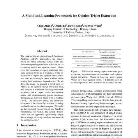 A Multi Task Learning Framework For Opinion Triplet Extraction Acl