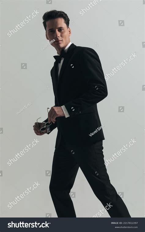 Side View Sexy Man Black Tuxedo Stock Photo 2217812297 Shutterstock
