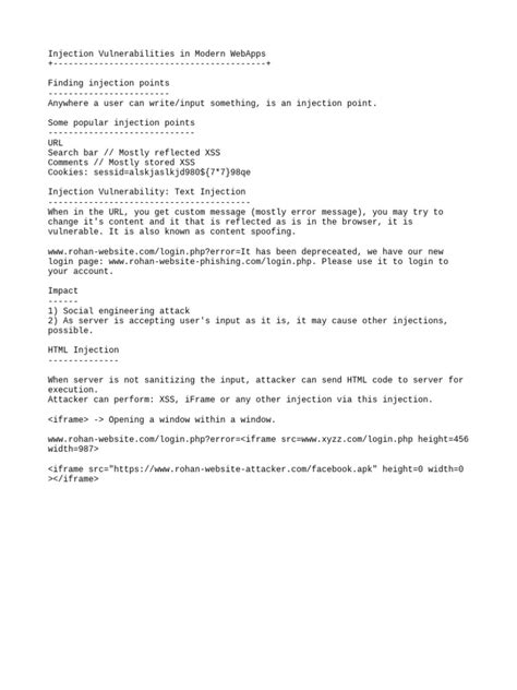 Text And Html Injections Pdf