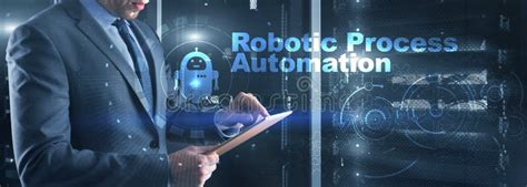 Rpa Robotic Process Automation Technology Concept On Virtual Screen