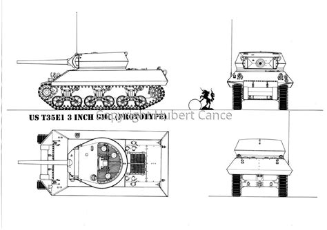 Us T35e1 3 Inch Gmc Prototype Original Art By Hubert Cance