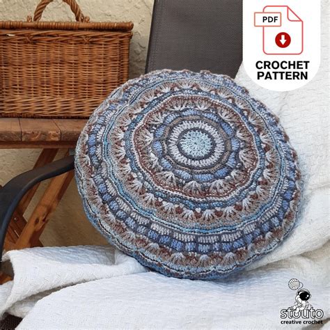 Floral Crochet Pillow Cover Pattern Mandala Cushion Pdf Pattern Etsy