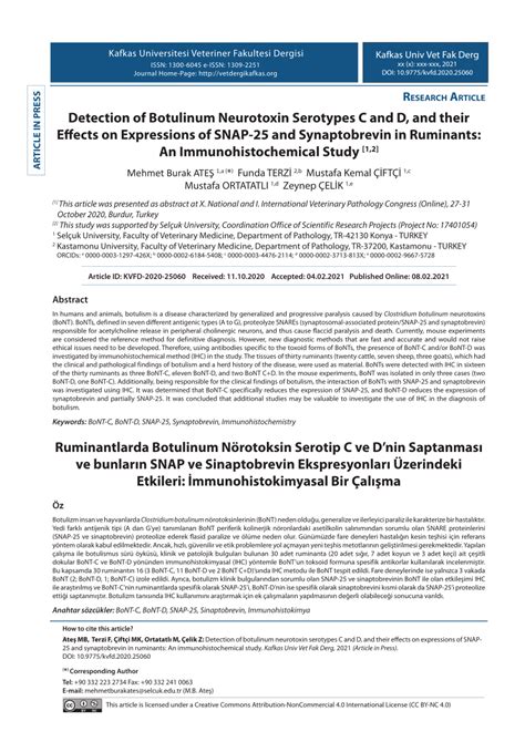 Pdf Detection Of Botulinum Neurotoxin Serotypes C And D And Their Effects On Expressions Of