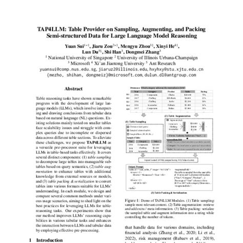 Tap4llm Table Provider On Sampling Augmenting And Packing Semi