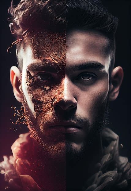 Premium Photo Handsome Man Portrait Split In Two
