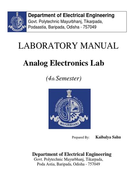 Analog Electronics Lab Manual 4th Sem Pdf Rectifier Amplifier