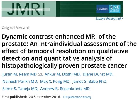Dce Mri Of The Prostate Whats An Adequate Temporal Resolution