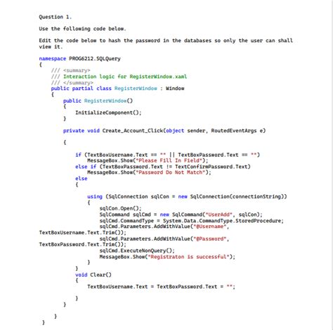 Solved Question 1 Use The Following Code Below Edit The Chegg Com