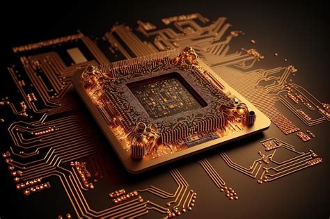Premium Ai Image Brown Background Data Digital Transformation With Futuristic Microchips