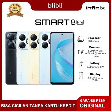 Promo Infinix Smart 8 Pro Ram {8gb 128gb} Up To 16 Gb Extended Ram 90hz 5000mah Garansi
