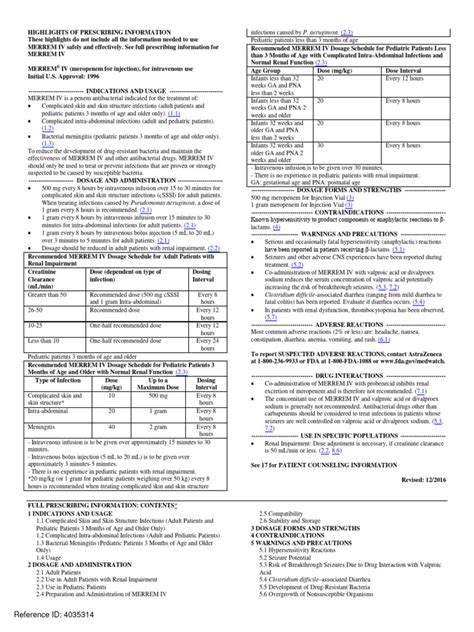 Meropenem Trihydrate Prescribing Information Pdf Dose Biochemistry