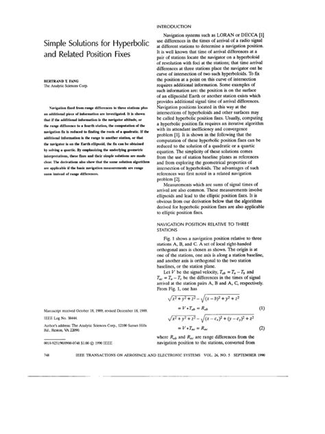 Simple Solutions For Tdoa Fang Pdf