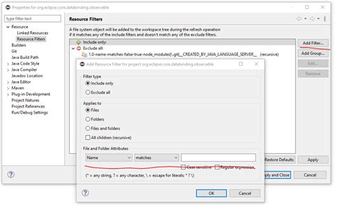 Poor Resizing Behavior For Resource Filters · Issue 1257 · Eclipse