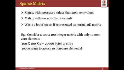 Cst201 Datastructure Module2 Sparse Matrix Youtube