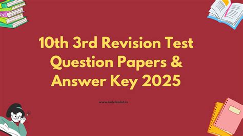 10th 3rd Revision Test Question Papers Answer Keys 2025