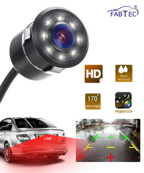 Fabtec Car Reverse Parking Camera 8 Led Drill Type Normal Camera Only