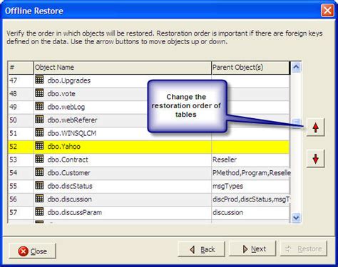 Offline Backup Restore